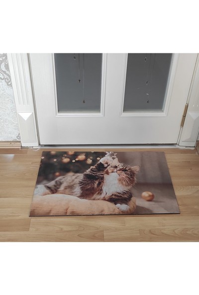 Galaksihome Kapı Önü Paspası 45X70 cm Kedi Desenli Modern Dekoratif Paspas