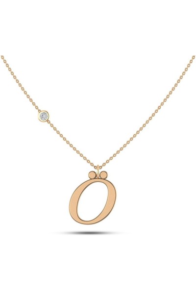 Silvanit Pırlantalı Ö Harf Altın Kolye