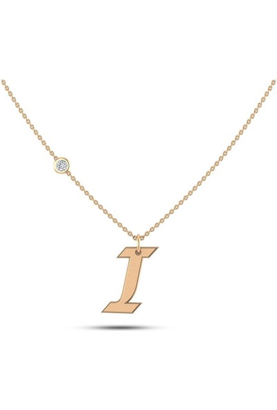 Silvanit Pırlantalı I Harf Altın Kolye