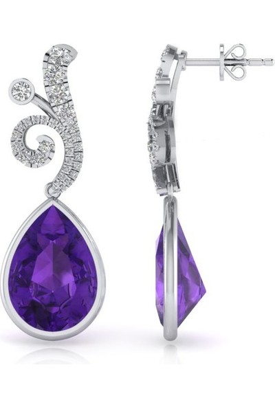 Silvanit 17,10 Karat Pırlantalı Ametist Küpe Silvanit 17,10 Karat Pırlantalı Ametist Küpe