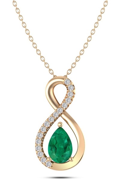 Silvanit 0,40 Karat Pırlantalı Zümrüt Kolye