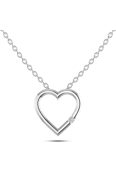 Silvanit Pırlanta Kalp Kolye