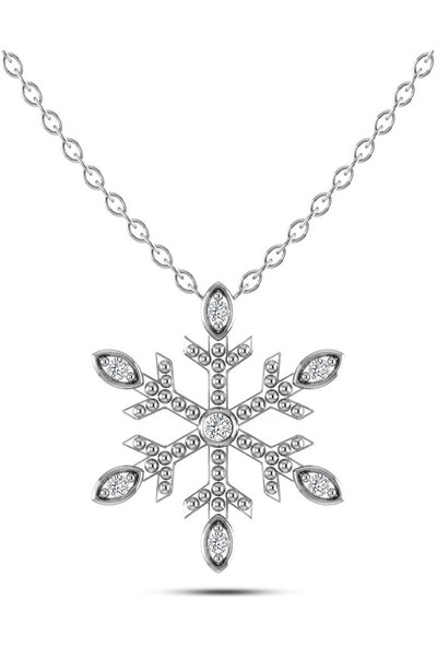 Silvanit Pırlanta Kar Tanesi Kolye