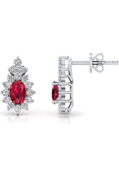 Silvanit 1,10 Karat Pırlantalı Yakut Küpe