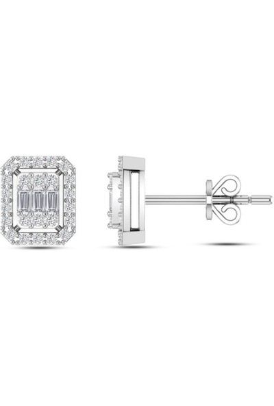 Silvanit 0,30 Karat Pırlanta Baget Küpe