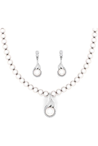 Silvanit İncili Set Kolye