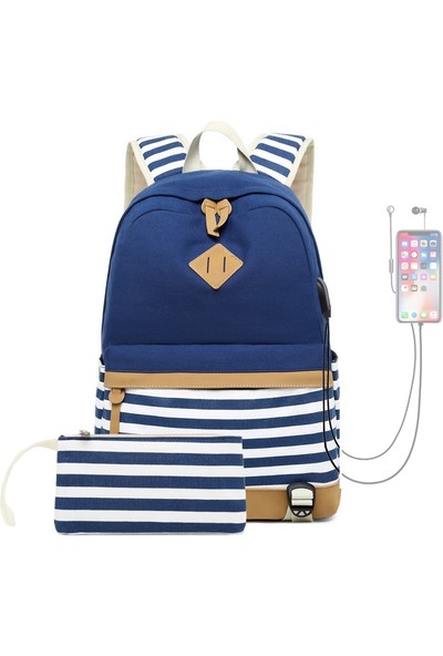 Sunsky 2 Parça USB Kablolu Çanta Mavi (Yurt Dışından)