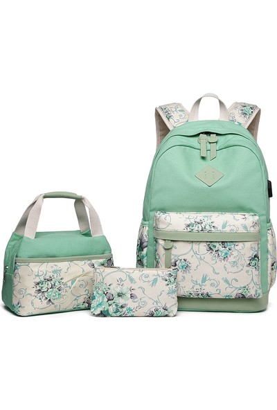 Sunsky Düz ve Desen Detaylı Sırt Çantası Seti Yeşil (Yurt Dışından)