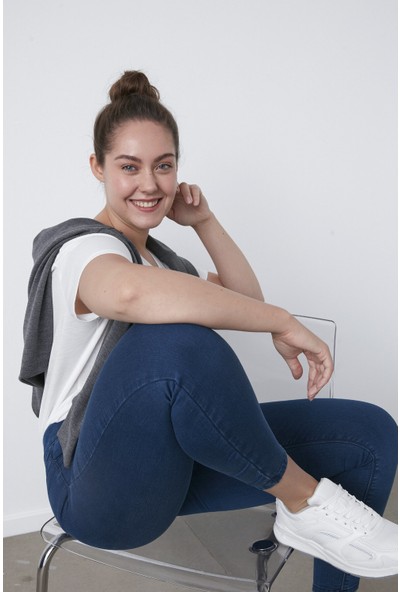 Penti Denım Blue Denim Look Crop Jegging Tayt Penti Denım Blue Denim Look Crop Jegging Tayt