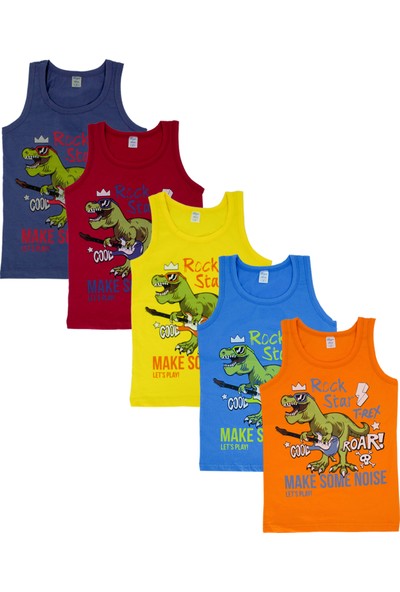 Biyokids Erkek Çocuk Atlet 5'li Paket Karışık Renk Baskılı Atlet BYO2551