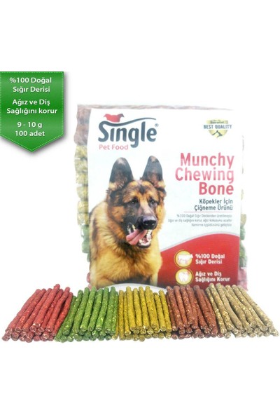 Single Kemik Munchy Stick Çubuk 13 cm 9-10 gr 100 Lü Single Kemik Munchy Stick Çubuk 13 cm 9-10 gr 100 Lü