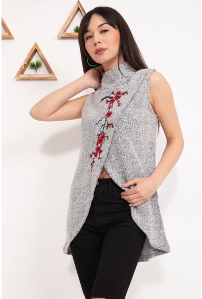 Hg Wear Yelek Triko Bayan Çiçekli