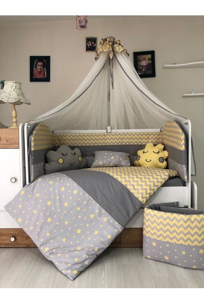 Mini Baby Figürlü Sarı Bebek Uyku Seti 11 Parça