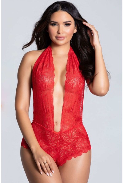 Ifondi Özel Bölgesi Açık Fantezi Bodysuit Kırmızı