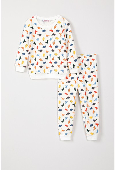 İsobel Kids Erkek Bebek Dinozor Desenli Pijama Takımı
