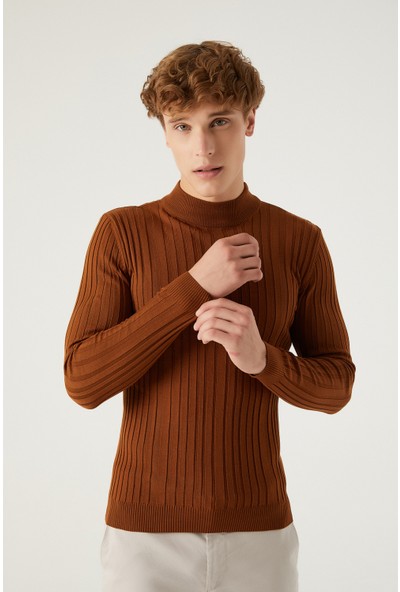 Ds Damat Slim Fit Tarçın Fitilli Kazak