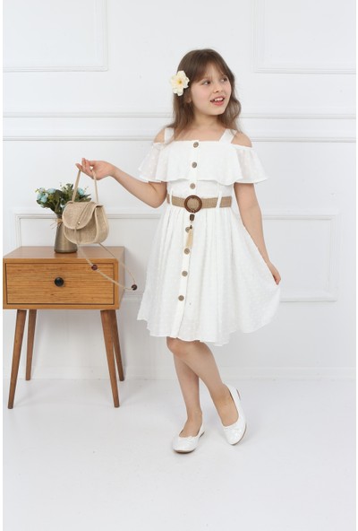 Şımarık Kids Çantalı Boydan Düğmeli Elbise