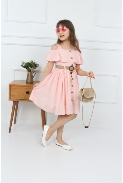 Şımarık Kids Çantalı Boydan Düğmeli Elbise