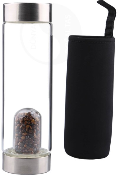 Dünya Doğal Taş Kaplan Gözü Taşı Doğal Su Şişesi KT0510