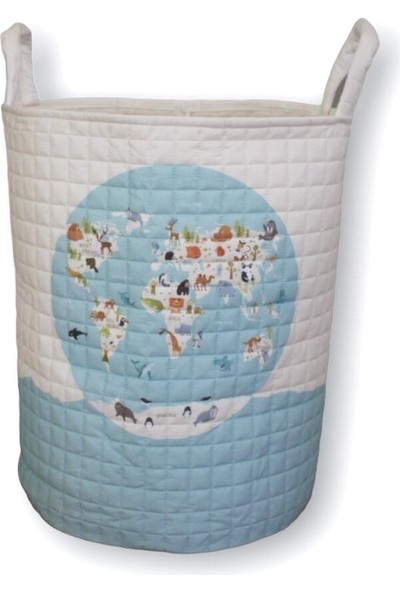 Mimiko Dünya Haritası Desenli Eğitici Oyuncak Sepeti Pamuk