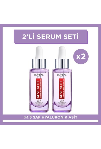 Loreal Paris L'oréal Paris Revitalift Filler %1.5 Saf Hyaluronik Asit Kırışıklık Karşıtı Serum- 30 ml 2'li Set Loreal Paris L'oréal Paris Revitalift Filler %1.5 Saf Hyaluronik Asit Kırışıklık Karşıtı Serum- 30 ml 2'li Set