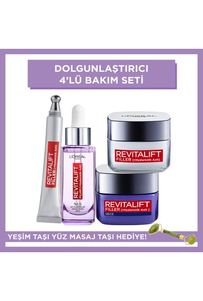 Loreal Paris L'oréal Paris Revitalift Filler Dolgunlaştırıcı Yaşlanma Karşıtı 4'lü Bakım Seti + Yüz Masaj Aleti Roller Hediye Loreal Paris L'oréal Paris Revitalift Filler Dolgunlaştırıcı Yaşlanma Karşıtı 4'lü Bakım Seti + Yüz Masaj Aleti Roller Hediye