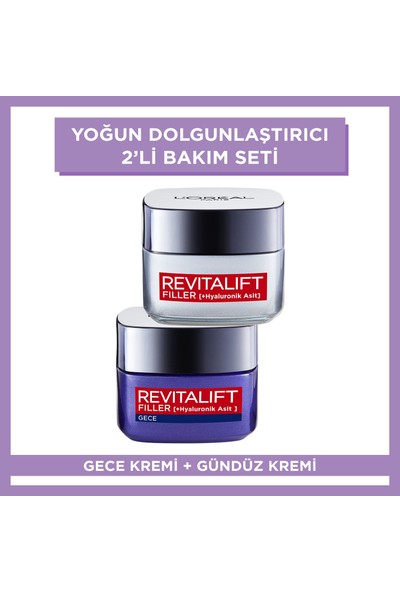 Loreal Paris L'oréal Paris Revitalift Filler Yoğun Dolgunlaştırıcı Yaşlanma Karşıtı Gece Kremi 50ML + Gündüz Kremi 50 ml Loreal Paris L'oréal Paris Revitalift Filler Yoğun Dolgunlaştırıcı Yaşlanma Karşıtı Gece Kremi 50ML + Gündüz Kremi 50 ml
