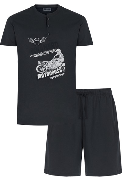 Ds Damat Antrasit Baskılı Erkek PijamaTakımı