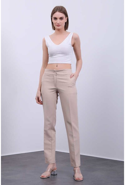 Modasem Modasemin Tam Kalıp Düz Paça Kumaş Pantolon