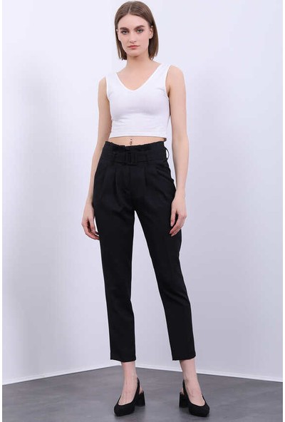 Modasem Modasemin Beli Pileli Kemerli Havuç Model Pantolon