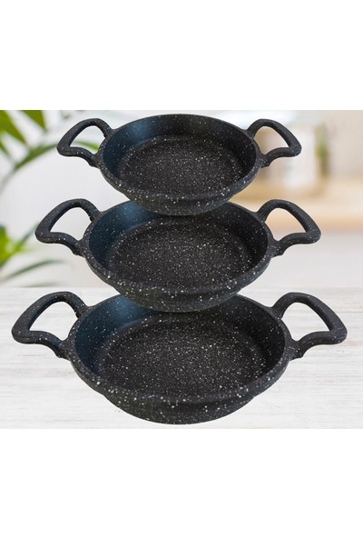 Togo Siyah Döküm Sahat Set 3lü Set 16-18-20CM Omlet Tava Set Togo Siyah Döküm Sahat Set 3lü Set 16-18-20CM Omlet Tava Set