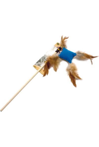 Catlife 203038-CATLİFE Kediler Için Naturel Tüylü Yastık Zilli Olta