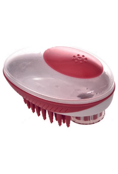 M-Pets 10112699 M-Pets Rubeaz Şampuan Hazneli Yıkama ve Masaj Fırçası Red