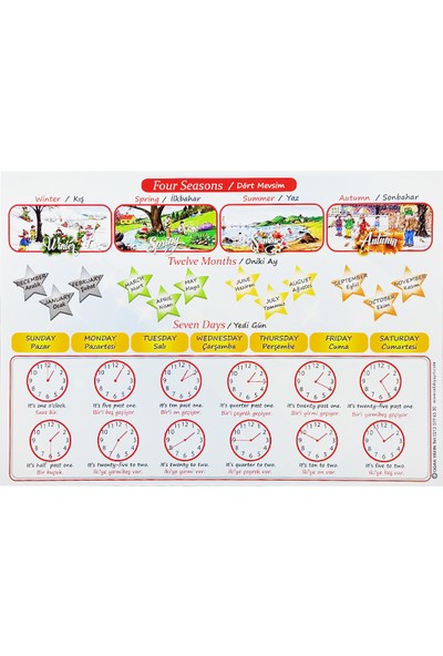 Hiçdurmaal Çift Taraflı Ingilizce Türkçe Dört Mevsim A4 Boyutunda Eğitici Kart 1 Paket 10LU Hiçdurmaal Çift Taraflı Ingilizce Türkçe Dört Mevsim A4 Boyutunda Eğitici Kart 1 Paket 10LU