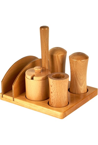 Ahşaptan Herşey Beşli Tuzluk Biberlik Takım