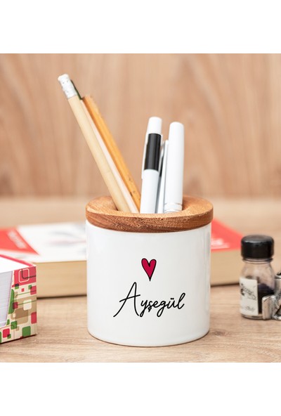 Hediye Dükkanı Kişiye Özel Isim Yazılı Minik Kalpli Kalemlik