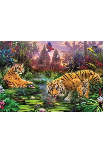 Art Puzzle Educa Puzzle Tigers At The Ancient Stream 500 Parça Yapılmış Puzzle