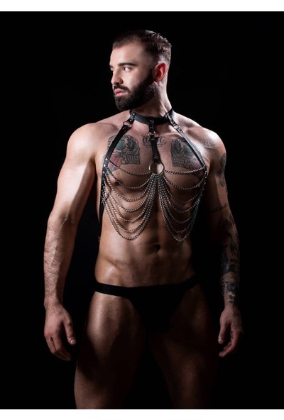 Zincirli Erkek Deri Fantazi Giyim - APFTM74