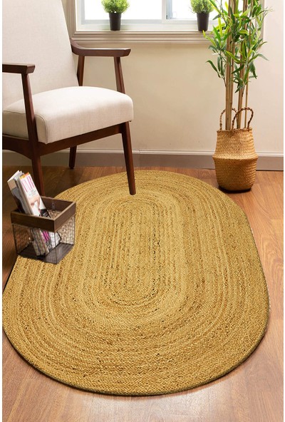 Soho Halı Sütlü Kahve Oval Örme Dekoratif Jüt Kilim Hasır Halı JUT-4063 Soho Halı Sütlü Kahve Oval Örme Dekoratif Jüt Kilim Hasır Halı JUT-4063