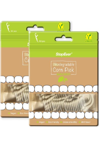 Stopever Biodegradable Corn Pick-Vegan Kürdanlı Diş Ipi -2X50 Adet Stopever Biodegradable Corn Pick-Vegan Kürdanlı Diş Ipi -2X50 Adet