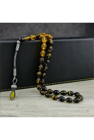 İnan Tesbih Ateş-I Kehribar Karışık Renk Gümüş Kazazlı Tesbih