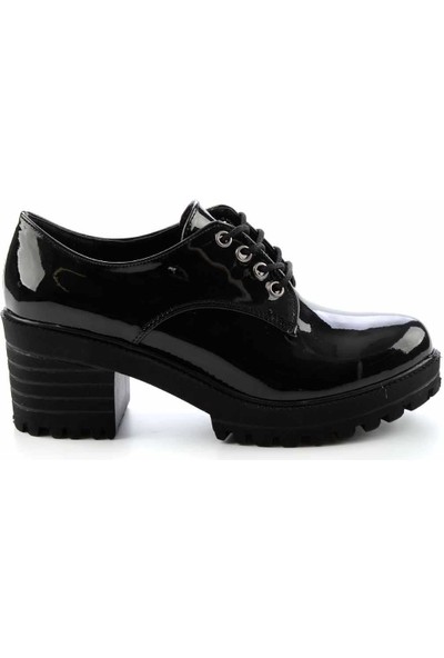Siyah Rugan Kadın Oxford Ayakkabı