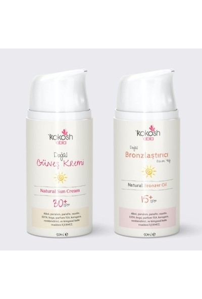 Kokosh Doğal Güneş Kremi (30SPF) & Doğal Bronzlaştırıcı Bakım Yağı Set