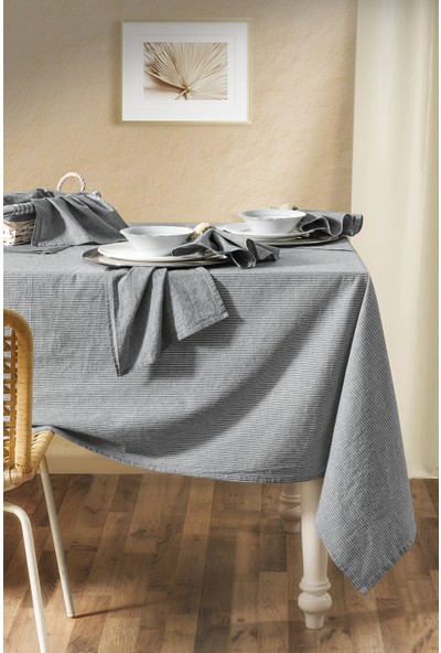 Berolige Chambray 100% Pamuklu Yıkamalı Iplik Boya Masa Örtüsü Seti Antrasit Berolige Chambray 100% Pamuklu Yıkamalı Iplik Boya Masa Örtüsü Seti Antrasit