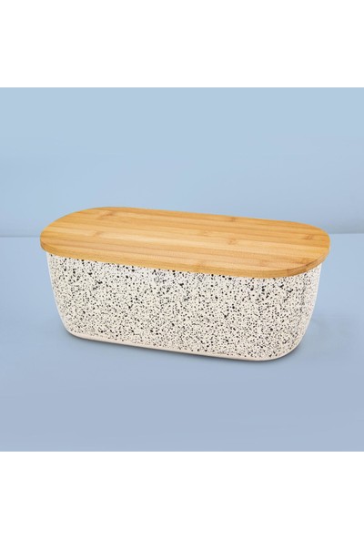 Homedius Bambu Kapaklı Ekmek Dolabı Taş 36 x 20 cm