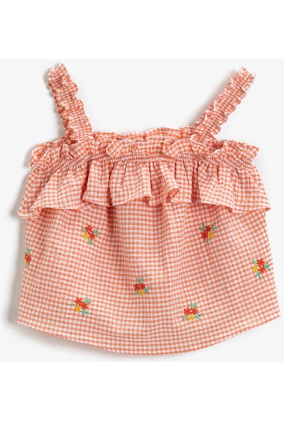 Koton Çiçek Nakışlı Bluz Pamuklu