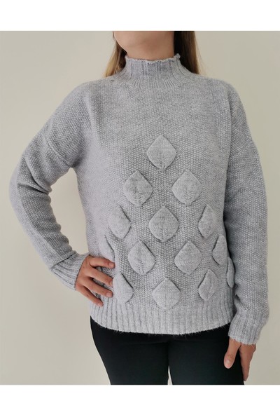 Otik Butik Yaprak Desenli Triko Kazak