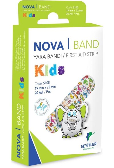 Nova Band Kids Desenli Çocuk Yara Bandı 20 Adet 1 Kutu