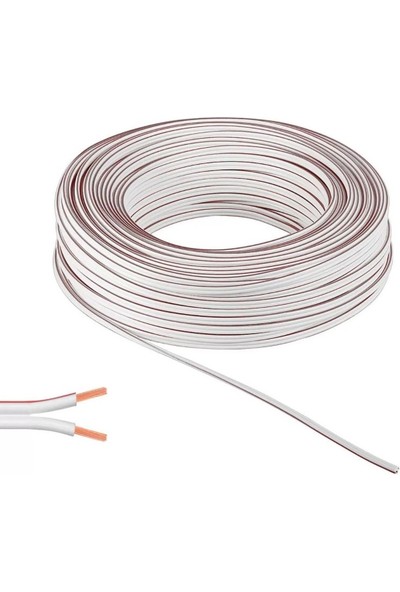 Alkan Kablo 2 x 0.75 mm Bitişik Yassı Kordon Hoparlör Kablosu Tam Bakır H03VH-H Beyaz Renk 30 Metre Alkan Kablo 2 x 0.75 mm Bitişik Yassı Kordon Hoparlör Kablosu Tam Bakır H03VH-H Beyaz Renk 30 Metre