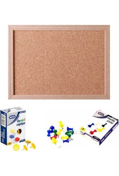 AnkaArt Mantar Pano 45 x 60 1 Paket Harita Çivisi 1 Paket Renkli Raptiye